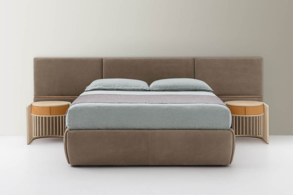 Bed, wallpanel, Boiserie Imbottita, modular fabric or leather panels ...