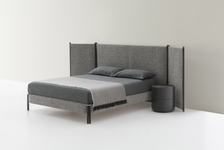 Bricola, upholstered bed design Raffaella Mangiarotti